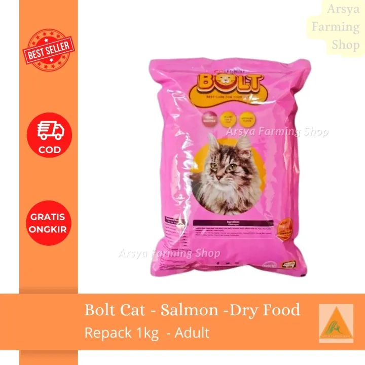 Bolt Salmon Makanan Pakan Cat Food Kucing Dewasa / Adult Repack 1kg ...