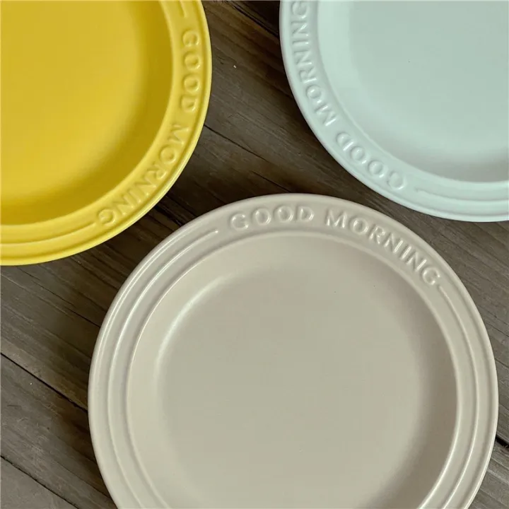 [ sol and luna.home ] Aesthetic Embossed Ceramic Good Morning Plate ...