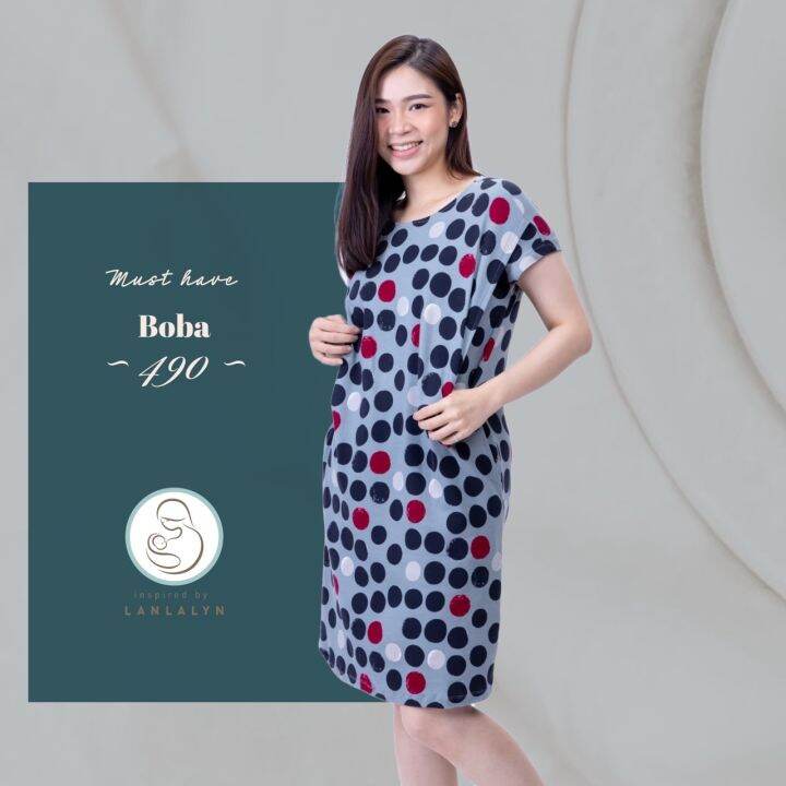 ชุดคลุมท้องและให้นมลายจุด Boba dress | Lazada.co.th