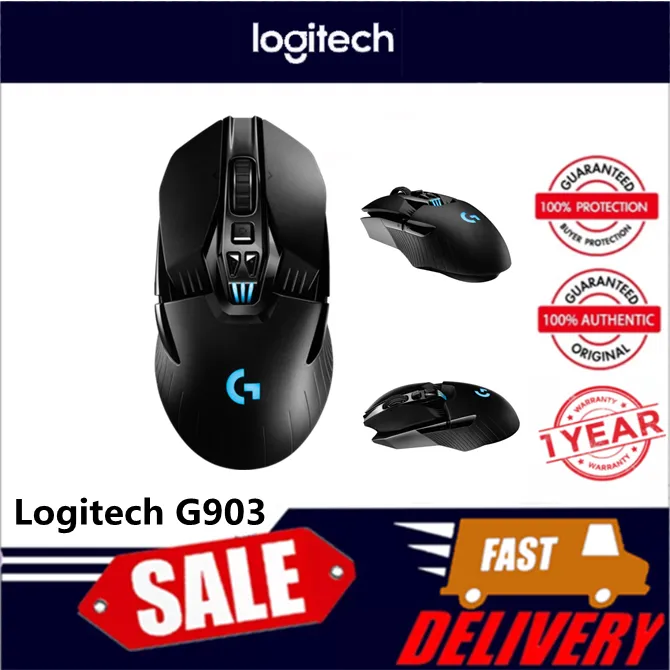 Logitech 100% เมาส์เกมไร้สายความเร็วเบา,ของแท้ G903พร้อมเซ็นเซอร์ Hero ...