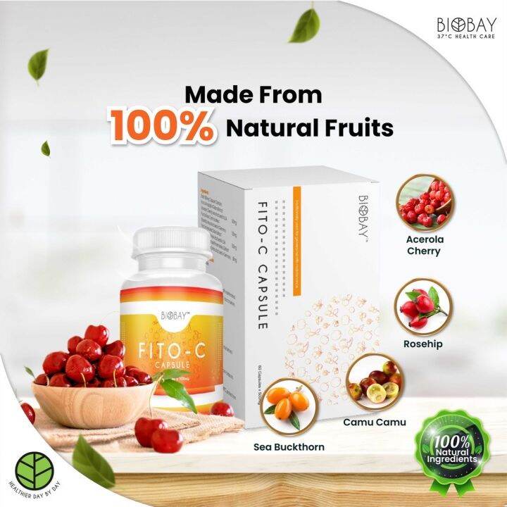 BIOBAY Fito-C (60’s x 500mg) | Natural Fruit Vitamin C | Immune Booster Health Supplement | 4 in ...