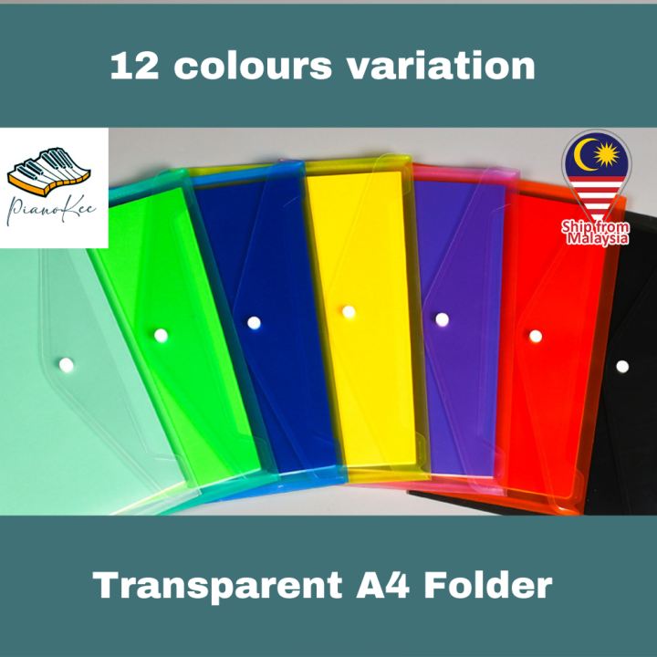 A4 Button File | Plastic Clear Folder | Document Holder | Pocket File ...