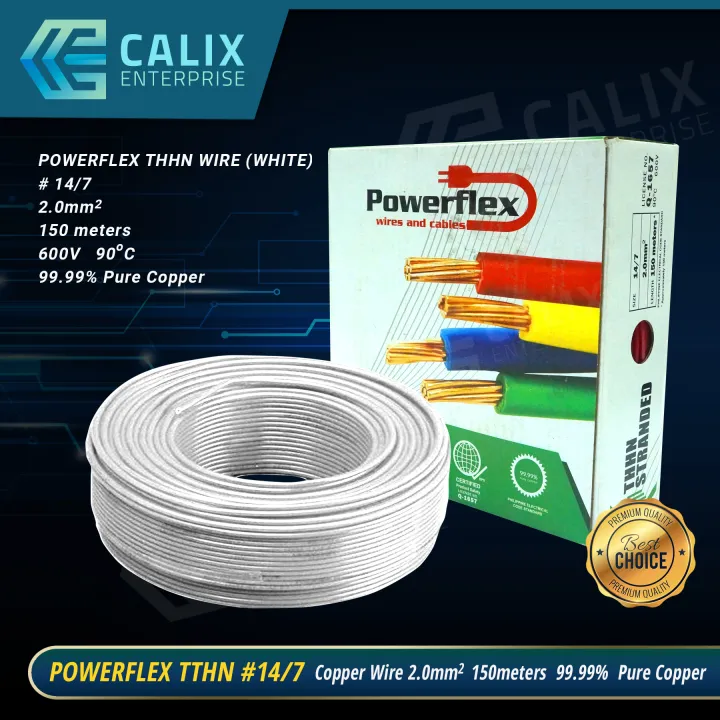THHN Stranded Wire 14/7 2.0mm 150meters (WHITE) - Powerflex | Lazada PH