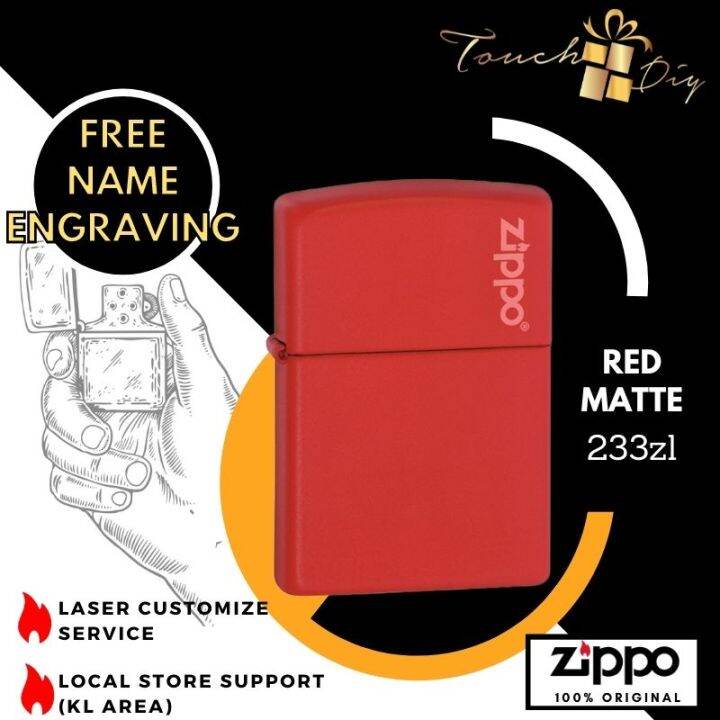 Zippo 233ZL Red Matte Lighter with Free Name Engraving | Lazada