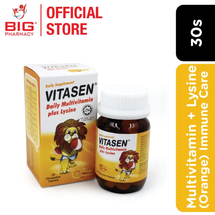 VITASEN DAILY MULTIVITAMIN PLUS LYSINE ORANGE 30S | Lazada