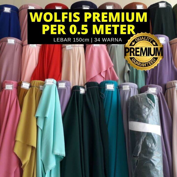 Kain Wolfis Premium 1/2 meter atau 50cm PREMIUM QUALITY Jatoh Adem ...
