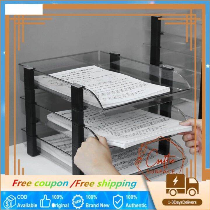 Two layers / Three layers File Tray Acrylic Organizer Office files ...