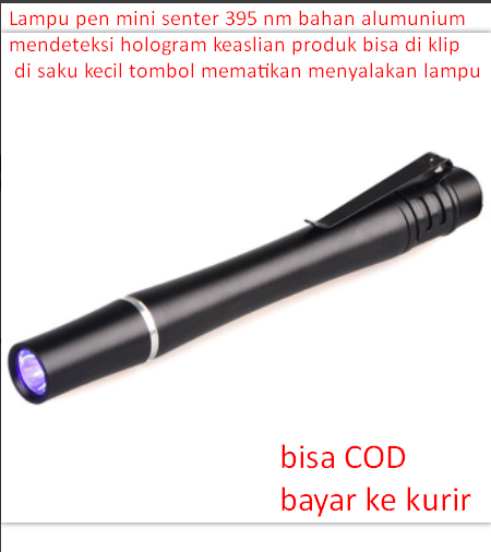 Lampu pen mini senter 395 nm bahan alumunium mendeteksi hologram ...
