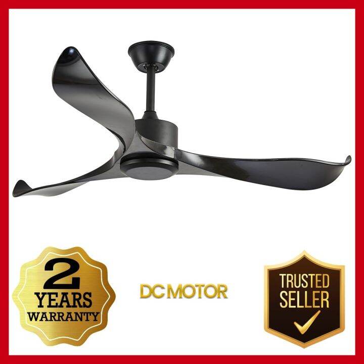 MYKE F7788 Ceiling Fan Indoor/ Outdoor (52") (Black) (No Lamp) (2 yrs ...