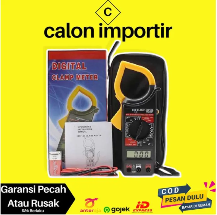 Tang Ampere Clamp Meter Digital Multimeter Pengukur Tegangan DC & AC ...