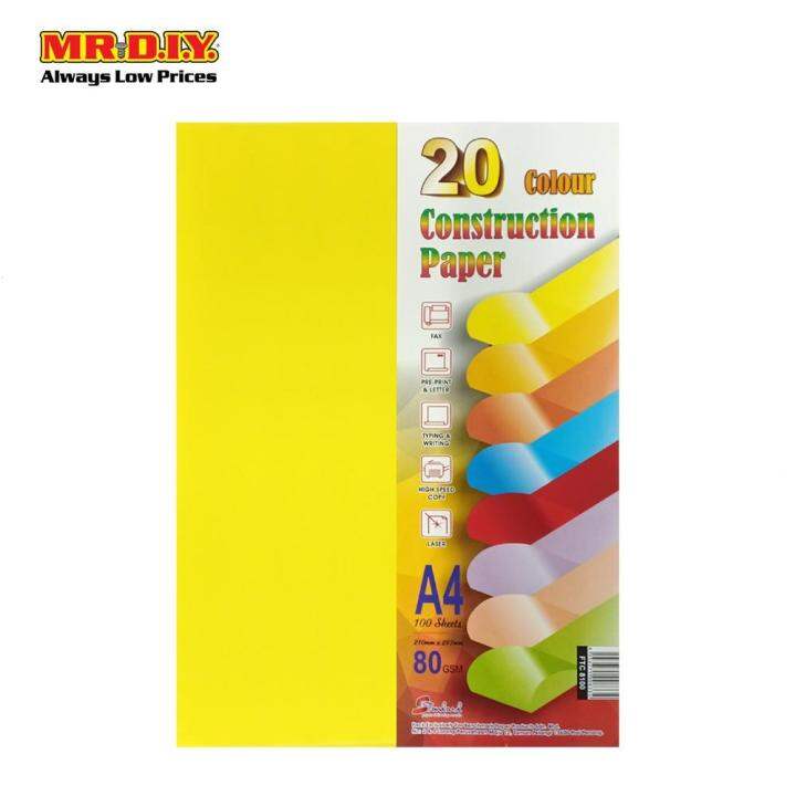 MR.DIY 20 Colours A4 Construction Paper 80gsm (100pcs) | Lazada