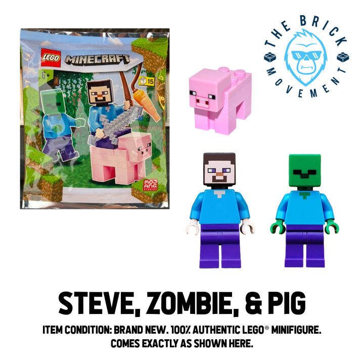 LEGO® MC Steve, Zombie, & Pig Foil Pack | Lazada PH