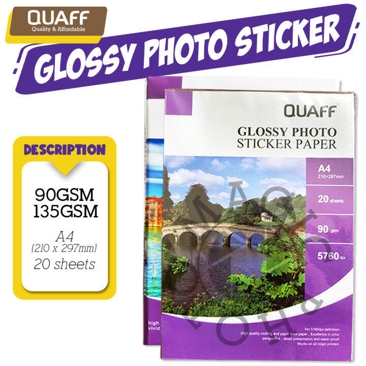 Magic photo QUAFF Glossy Photo Sticker Paper 135/90GSM A4 Size | Lazada PH