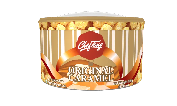 ORIGINAL CARAMEL POPCORN (CHEF TONY'S 170g) GOURMET POPCORN SMALL TUB ...