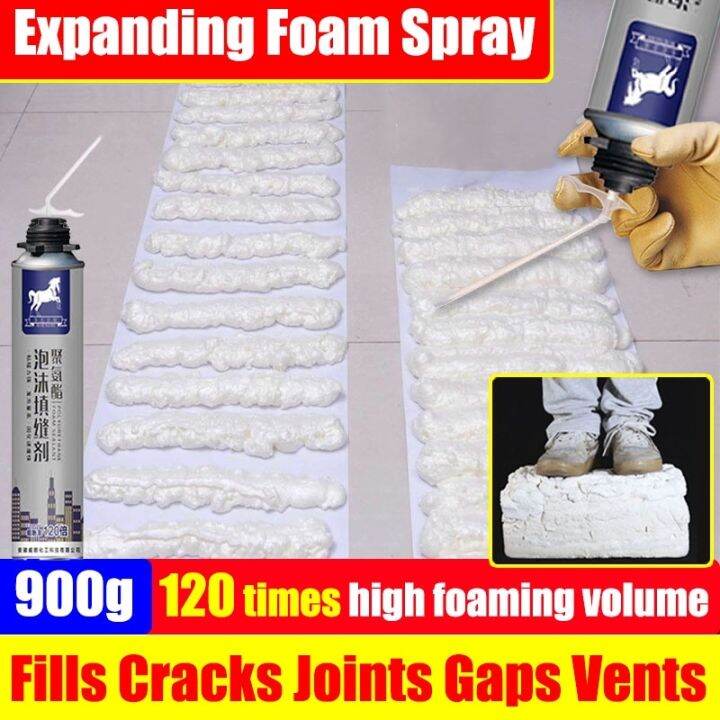 ⭐900g Expanding Foam Spray Polyurethane Sealant Cracks Gaps Pipes Vents Crack Repair Fillin ...