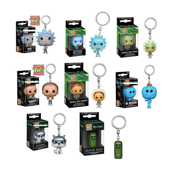 TM Funko Pop Rick Morty Keychain Snowball Pickle Rick Pendant Cute ...