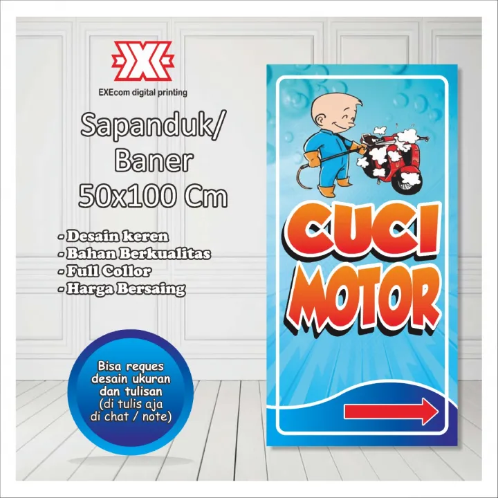promo - banner spanduk cuci motor | Lazada Indonesia