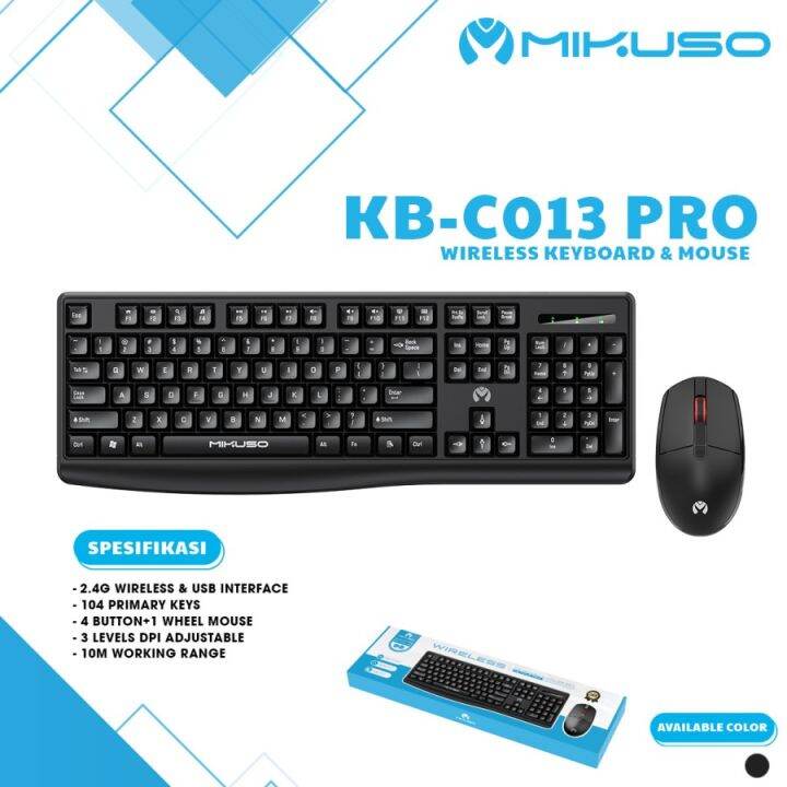 Keyboard Set Mouse WIRELESS 2.4G MIKUSO KB-C013 Pro Keyboard Mouse Set | Lazada Indonesia