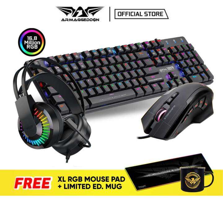 Armaggeddon SMK-12R RGB Programmable Mechanical Gaming Keyboard Bundle ...