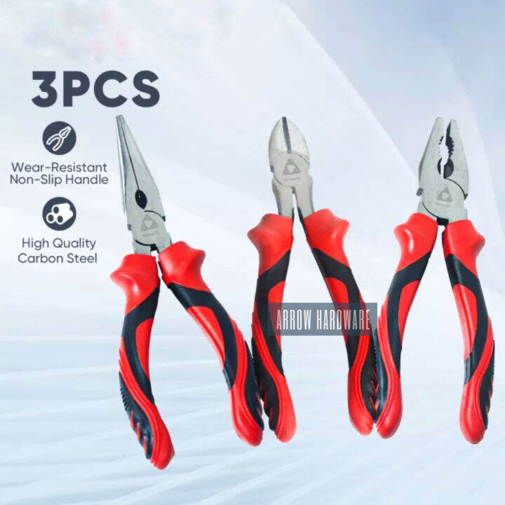 3Pcs Pliers Set Cutter / Long Nose / Combination | Lazada PH