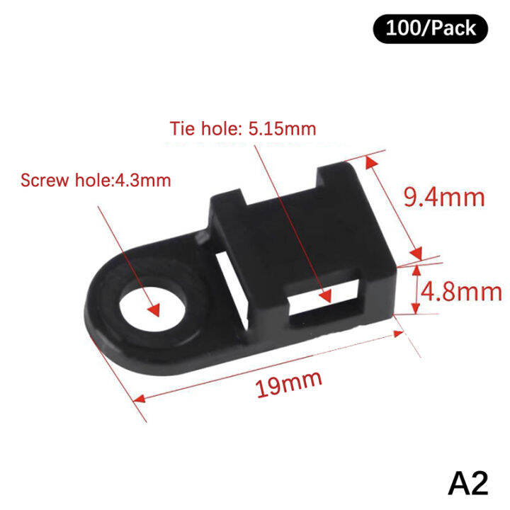 WSG 100 Pieces Of Cable Tie Mounting Base, Fixing Base, Harness Plastic ...