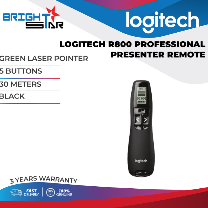 LOGITECH R800 PROFESSIONAL PRESENTER REMOTE / GREEN LASER POINTER / 5 ...