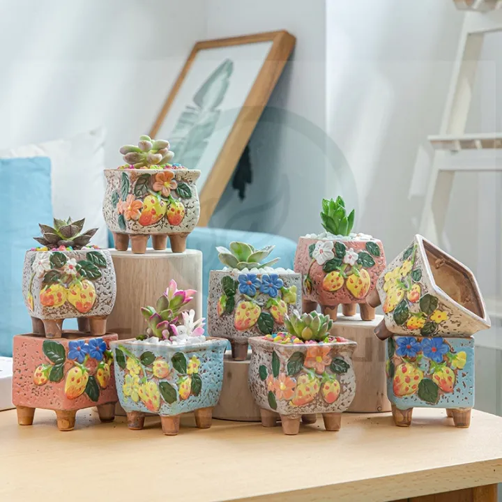 【READY TO STOCK】 Succulent Pot Cactus Pot Ceramic Pot Zakka Minimalism ...
