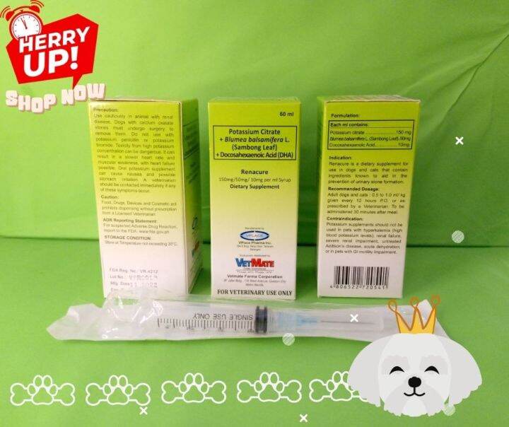 Papi Renacure Kidney Supplement for Dogs and Cats (60ml) with 1 FREE ...
