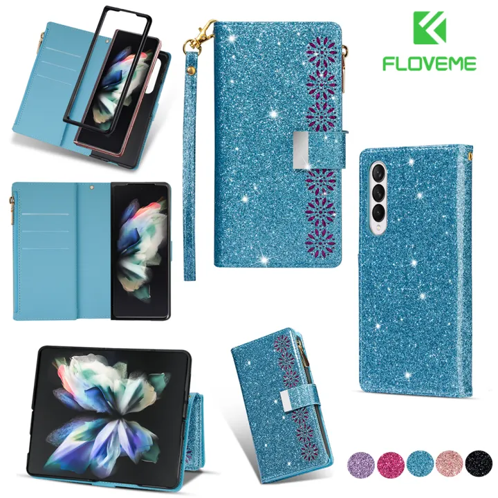 FLOVEME Glitter Leather Magnetic Flip Case for Samsung Galaxy Z Fold 4 ...