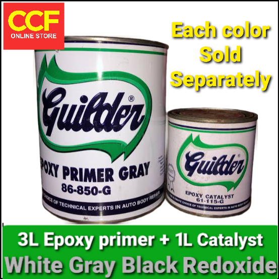 Guilder Epoxy Primer Gray, Red oxide, Black, White 3L with Epoxy ...