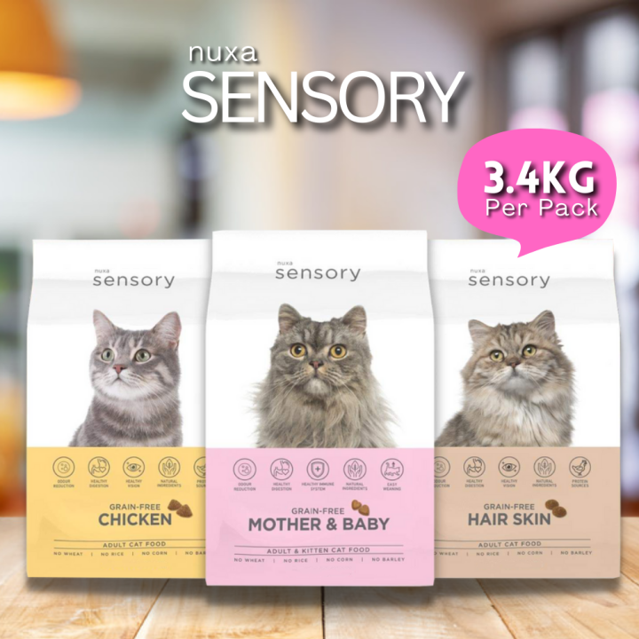 Sensory 3.4Kg Cat Food Grain Free Nuxa Sensory Cat Dry Food Makanan ...