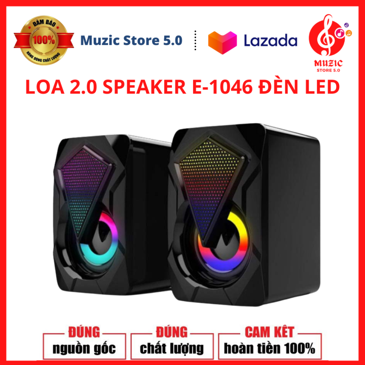 LOA 2.0 SPEAKER E-1046 ĐÈN LED, Loa máy tính ,Loa vi tính mini 2.0 E ...