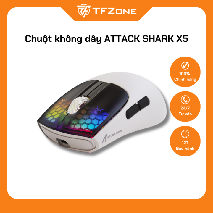 Chuột không dây ATTACK SHARK X5 kết nối 3 chế độ thiết kế chuột trọng ...