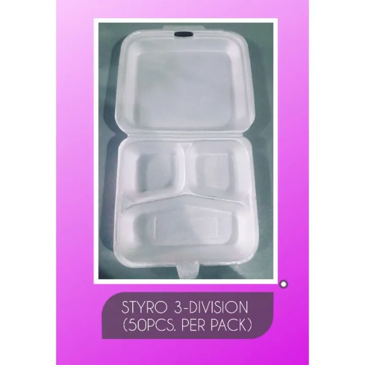 ۞ Styro Lunchbox 3 Division (50pcs per pack) | Lazada PH