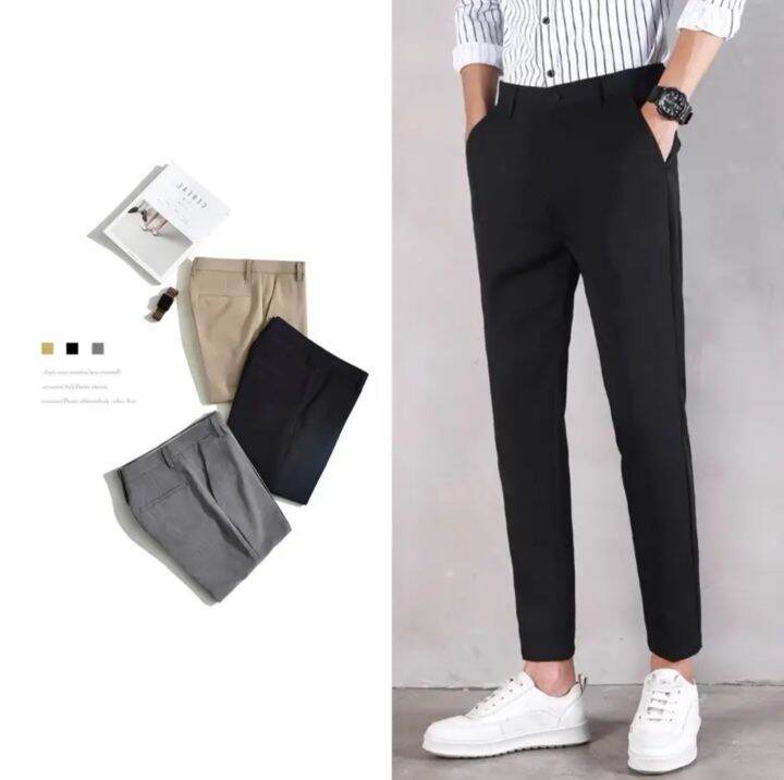 ZX Korean Style ankle cut slim fit trouser cotton silk fabric classic ...