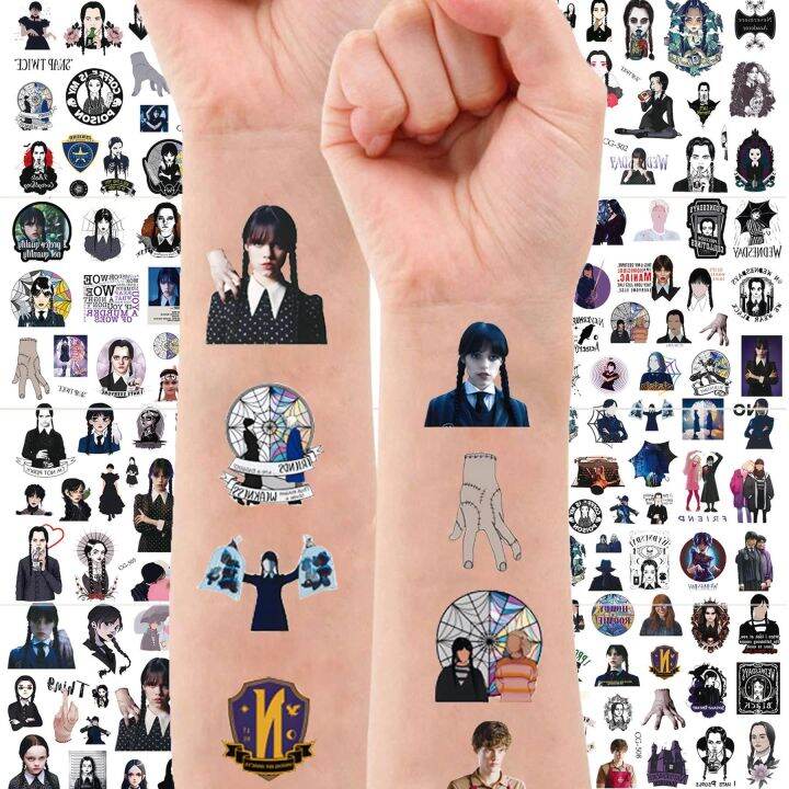 【CW】 Wednesday Addams Temporary Tattoos Party Decorations Thing Hand ...