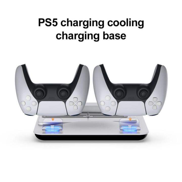 For PS5 Vertical Stand with Cooling Fan Base Dual Controller Charger ...