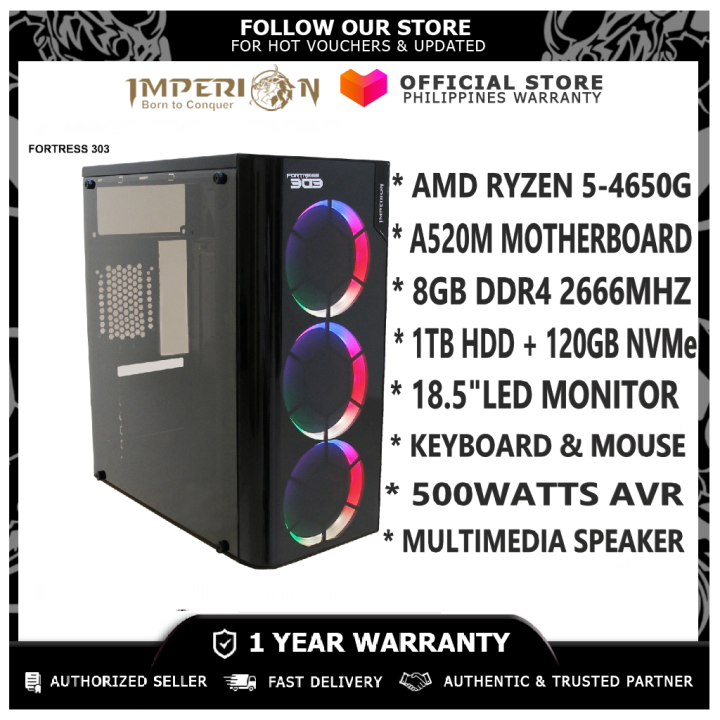 IMPERION Gaming DESKTOP AMD RYZEN 5-4650G A520M Motherboard 8gb ddr4 ...