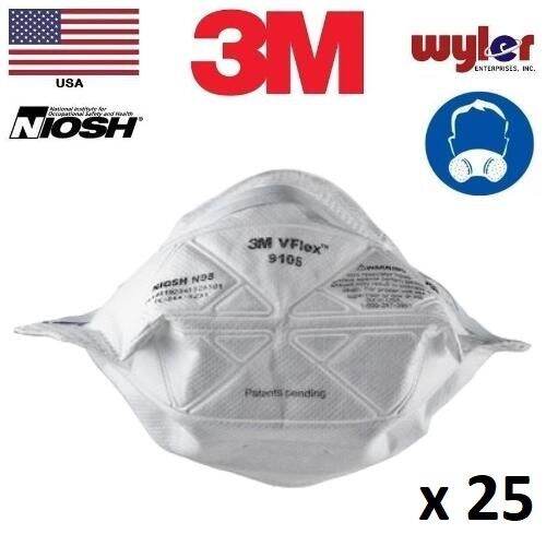 25PCS 3M 9105 N-95 VFlex Particulate Respirator Face Dust Mask Safety ...
