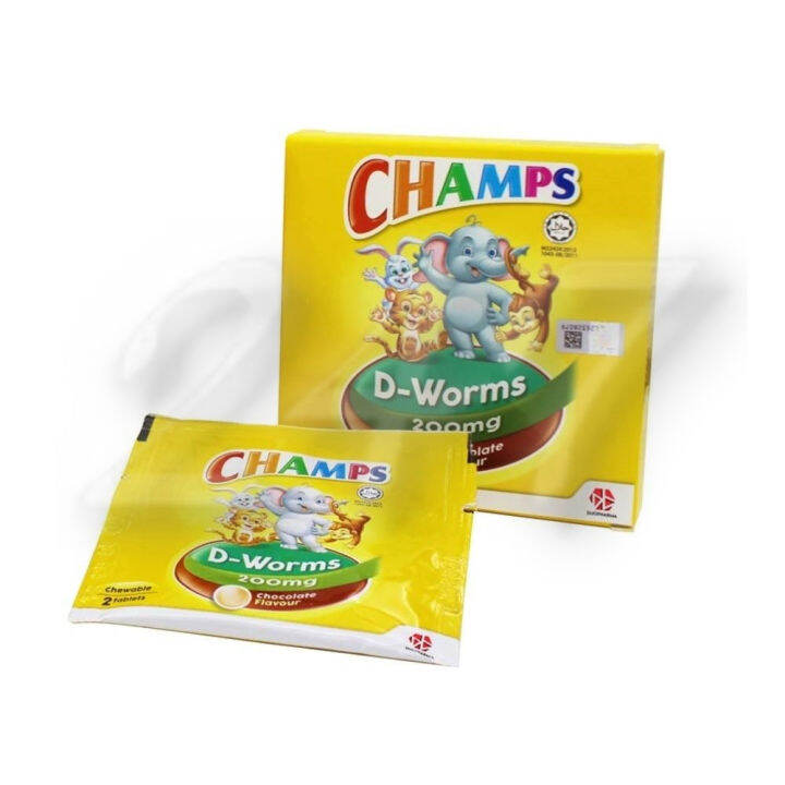 Champs D-Worms 200mg Chewable Tab 2's - chocolate flavour | Lazada