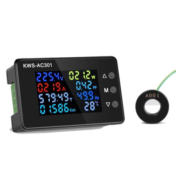 Digital Display Current Voltmeter 50-300V AC Wattmeter Multifunction ...