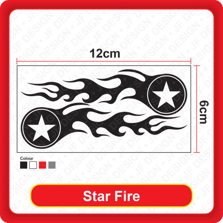 [089]Quality Car Sticker Star Fire [Big/Small][Sticker Cutting][Black ...