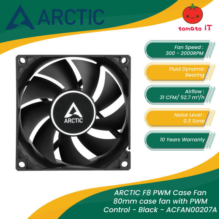 Arctic F8 PWM Case Fan 80mm case fan with PWM Control - Black ...