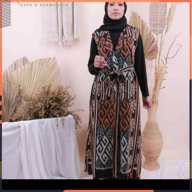 Pakaian Etnik Modern Baju Outher Tenun Indira Outher Tenun Cardigan ...