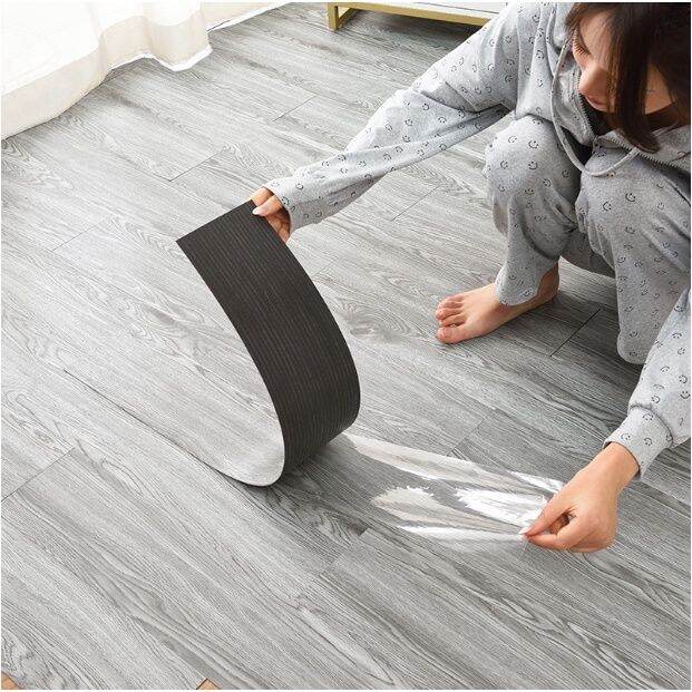Waterproof Vinyl Floor Sticker 91cm x 15cm Wood Grain Flooring Mat PVC ...