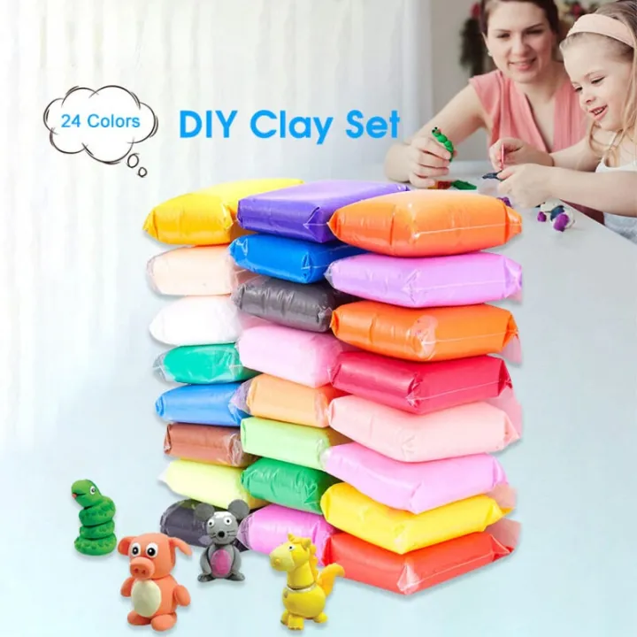 24 Colors Clay Set Modeling Clay Ultra-light Clay Playing Plasticine ...
