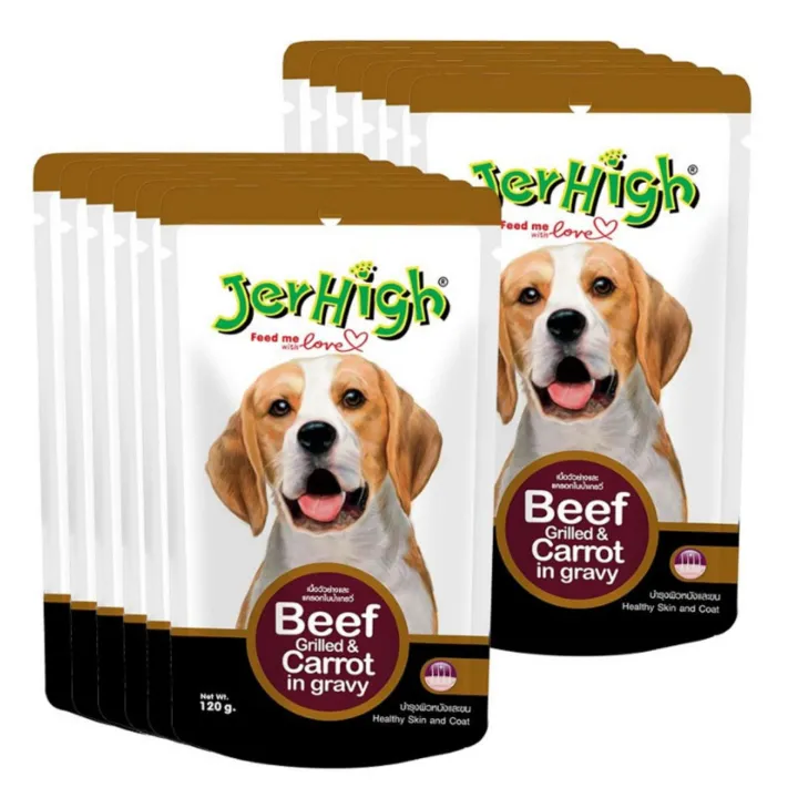 Jerhigh Beef grilled and Carrot in Gravy [120g จำนวน 12 ซอง] อาหารสุนัข ...