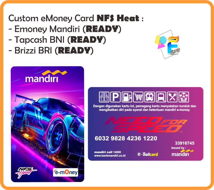 Kartu eMoney eToll Tapcash BRIZZI edisi Need For Speed - Custom Print | Lazada Indonesia