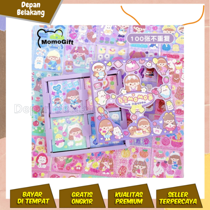 DB - Stiker BOX 2D Tempel Lucu 4 Warna Isi 100 Lembar Anti Air Cute ...