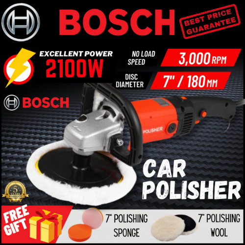 【10.10 PROMOTION】READY STOCK BOSCH Car Polisher 180mm 7 inch 2100W ...